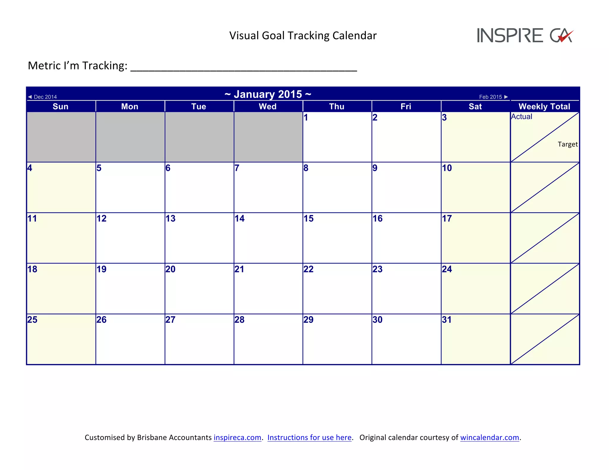 2015 Visual Goal Tracking Calendar | PDF