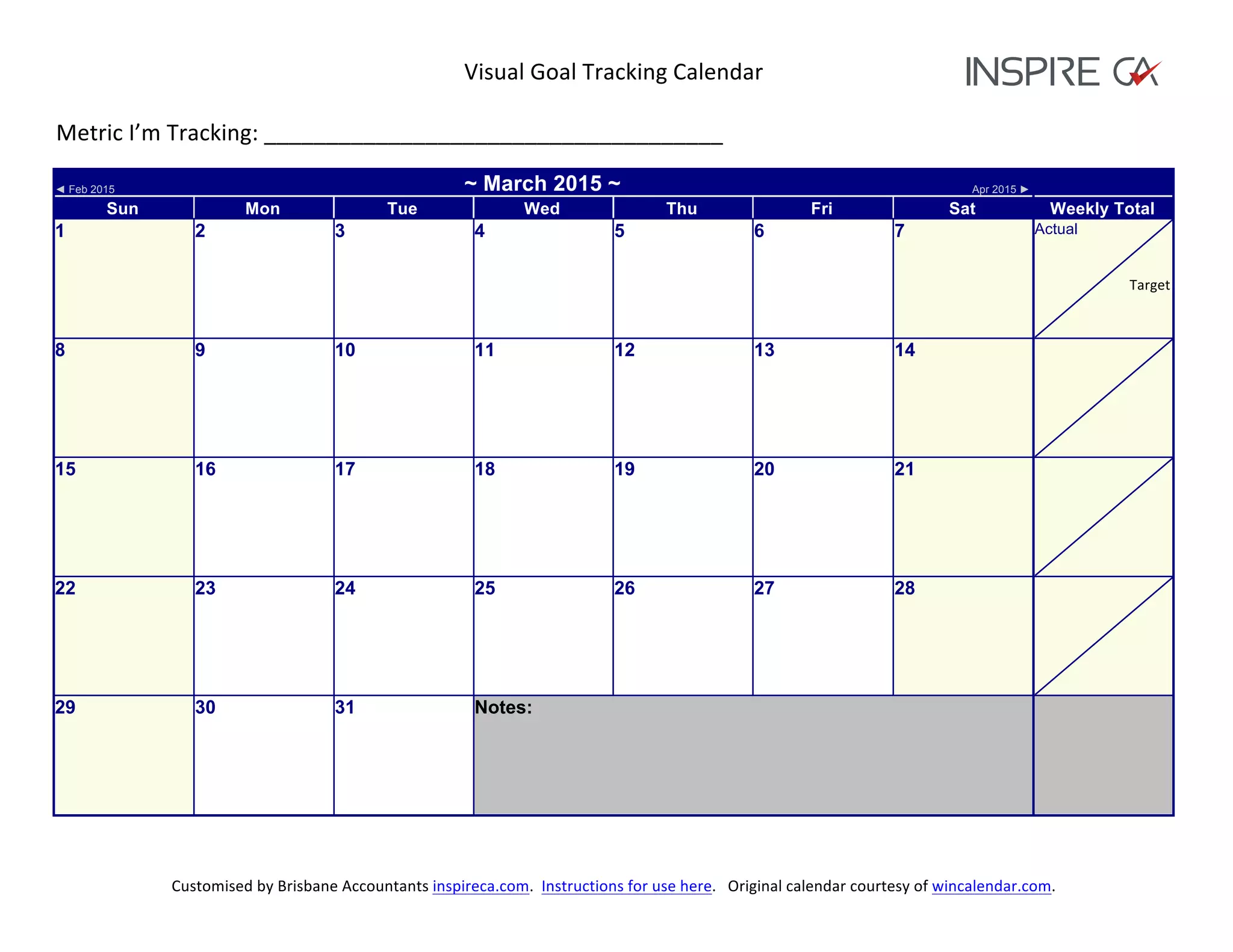 2015 Visual Goal Tracking Calendar | PDF