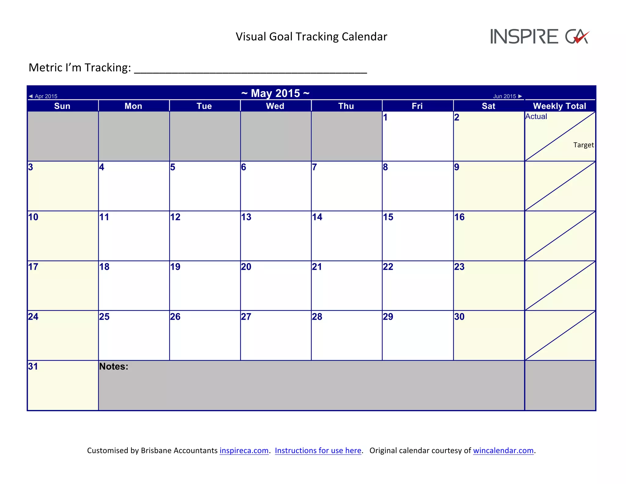 2015 Visual Goal Tracking Calendar | PDF