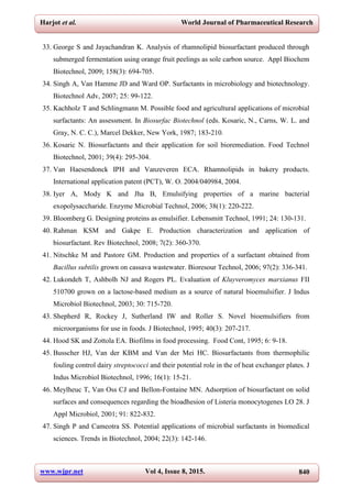 A REVIEW ON APPLICATIONS OF BIOSURFACTANTS PRODUCED FROM UNCONVENTIONAL ...