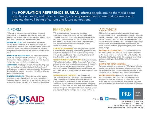 Datos de la población mundial 2015. (Population Reference Bureau) 2015 ...
