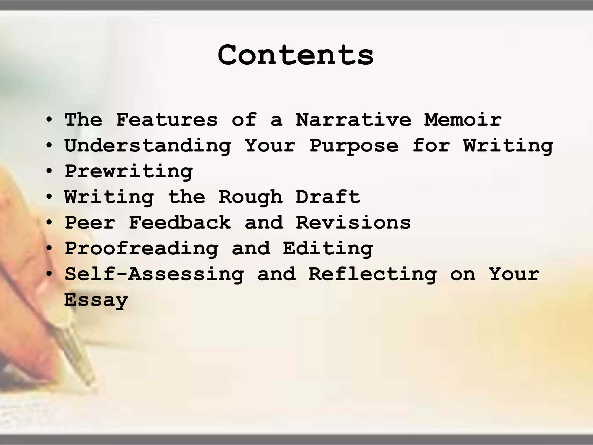 Writing the Narrative Memoir | PPTX