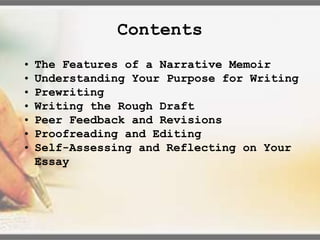 Writing the Narrative Memoir | PPTX
