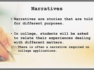 Writing the Narrative Memoir | PPTX