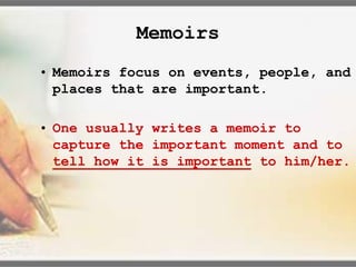 Writing the Narrative Memoir | PPTX