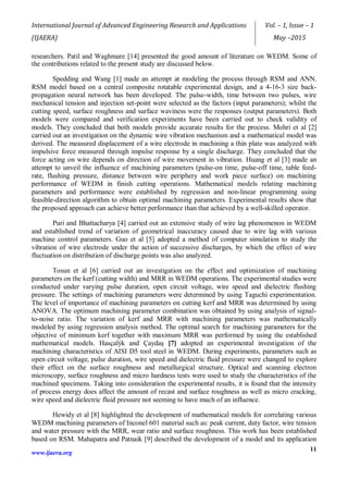 Effect of Process Parameters on MRR for HCHCr in WEDM using RSM methodology | PDF