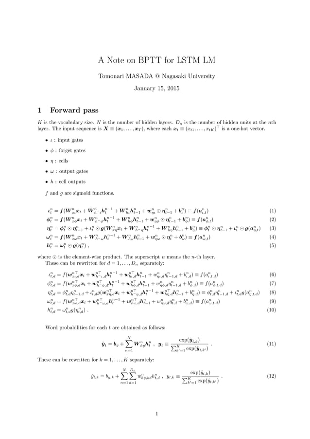 A Note on BPTT for LSTM LM | PDF | Programming Languages | Computing