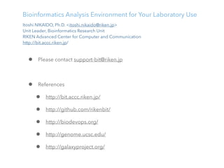 Bioinformatics Analysis Environment for Your Laboratory Use | PPT