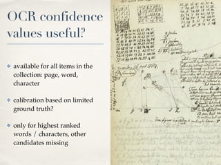 Estimating the Impact of OCR Quality on Research Tasks in the Digital ...