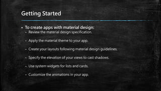 Material design - widgets and sample code | PPT
