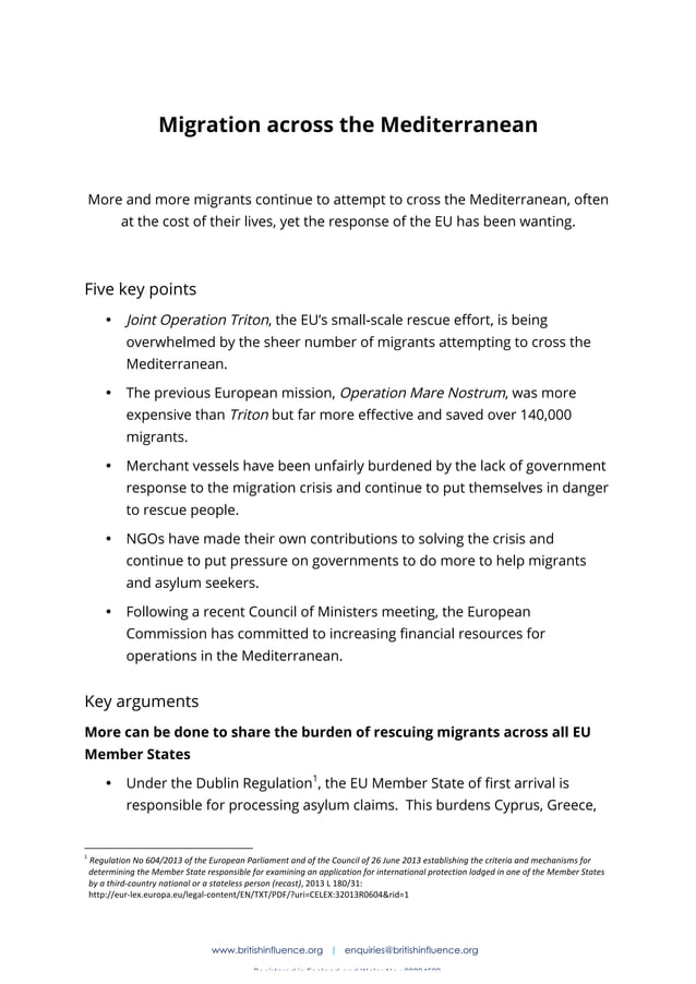 Migration Across the Mediterranean | PDF