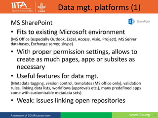 Introduction to data management, terminologies and use of data management platforms | PPTX
