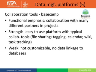 Introduction to data management, terminologies and use of data management platforms | PPTX