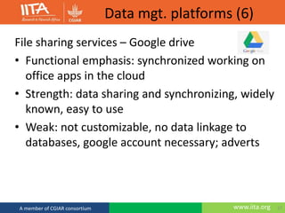 Introduction to data management, terminologies and use of data management platforms | PPTX