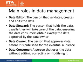 Introduction to data management, terminologies and use of data management platforms | PPTX