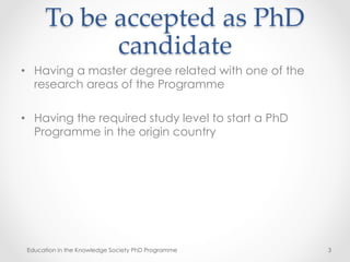 Phd Programme Presentation | PDF