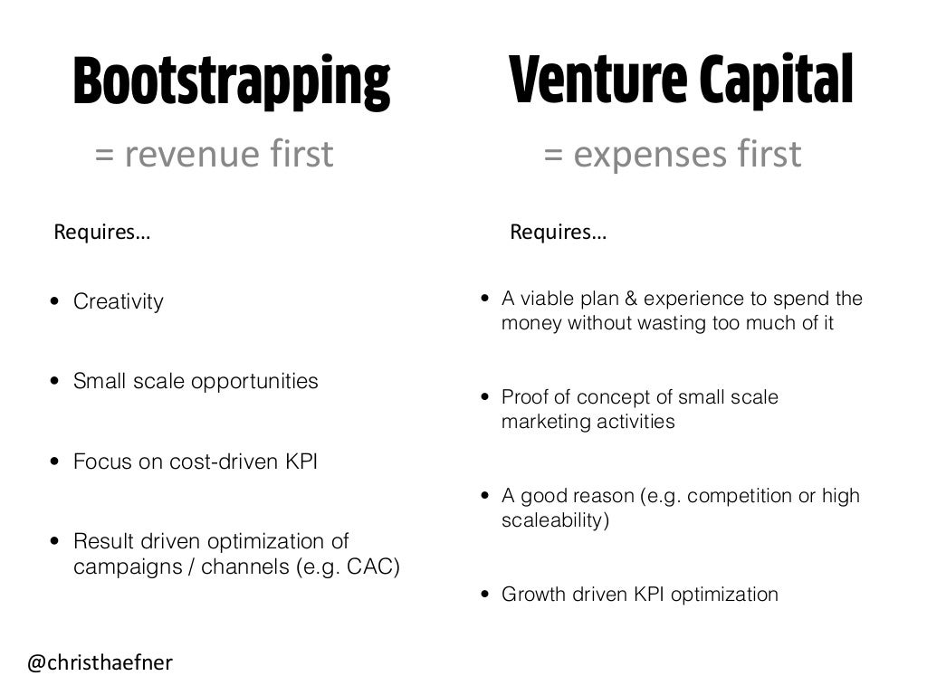 Bootstrapping vs. Venture Capital Bootstrapping vs. Venture Capital