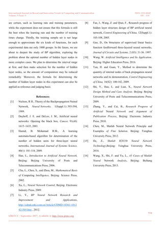 A New Method for Figuring the Number of Hidden Layer Nodes in BP Algorithm | PDF