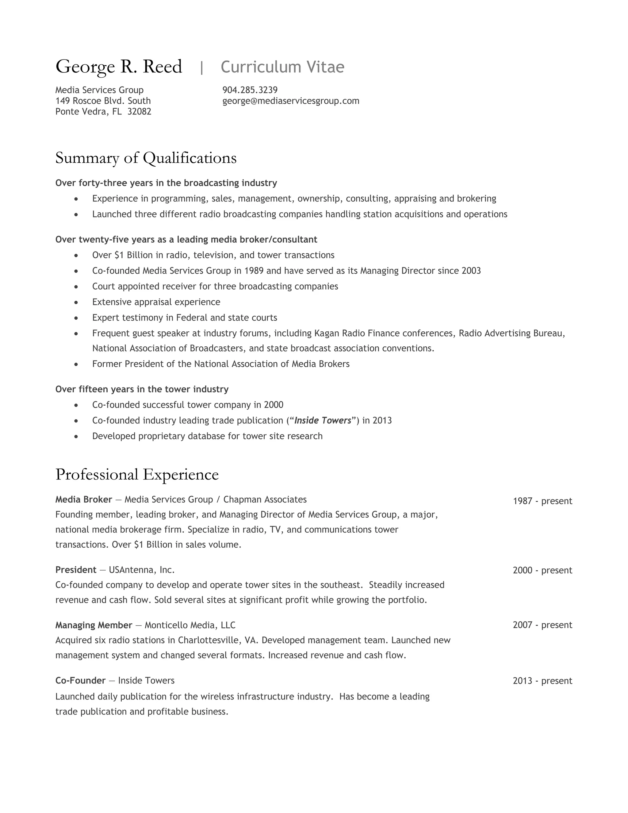 George R. Reed CV | PDF