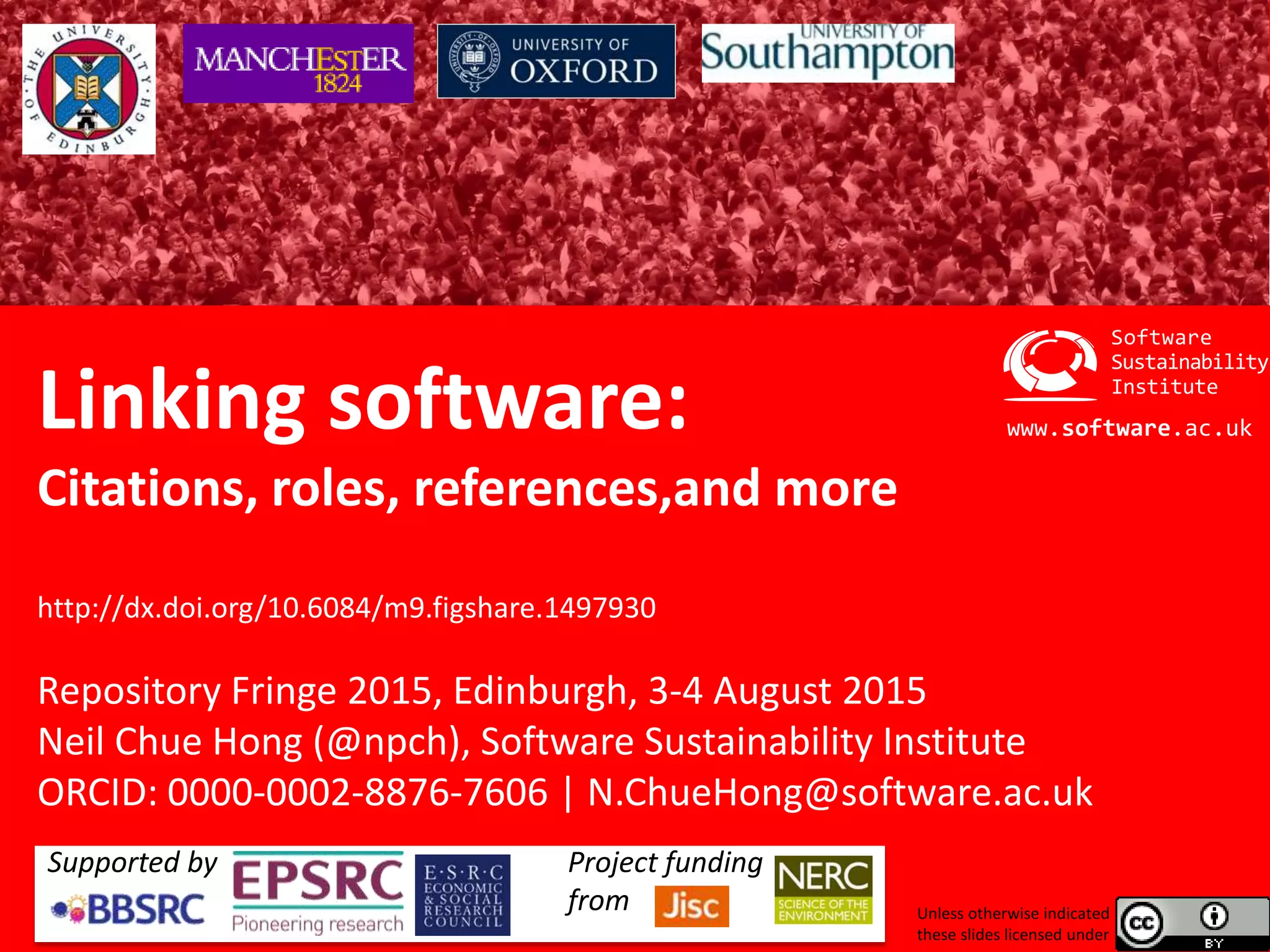 Linking Software: citations, roles, references and more | PPT