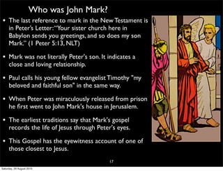 Journey Through the Bible: Mark's Gospel | PDF