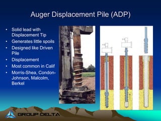 Recent Trends in Pile Foundations Auger Cast Piles for Low Noise / Low ...