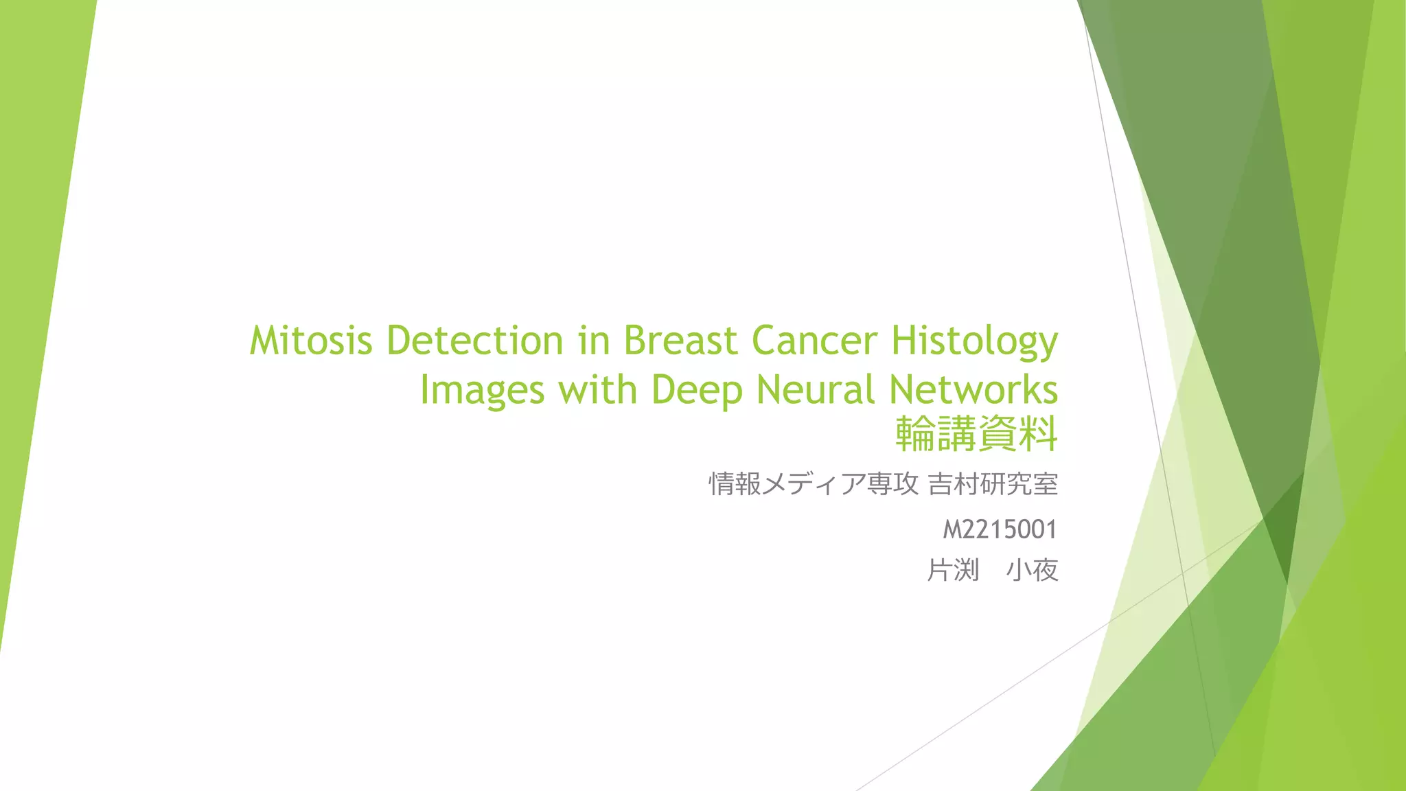 輪講用資料「mitosis Detection In Breast Cancer Histology Images With Deep