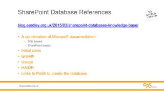 SharePoint Databases: What you need to know (201509) | PPTX