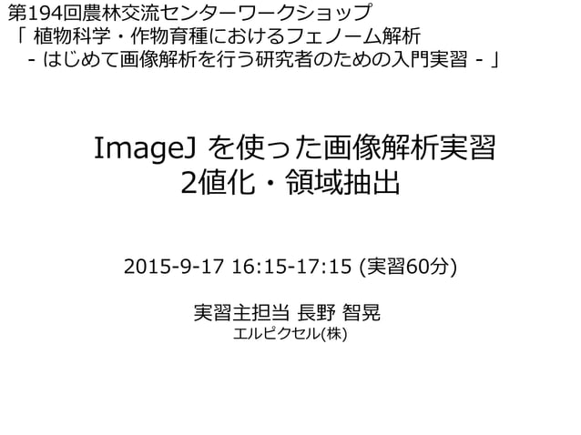 ImageJを使った画像解析実習〜2値化・領域抽出〜 | PDF