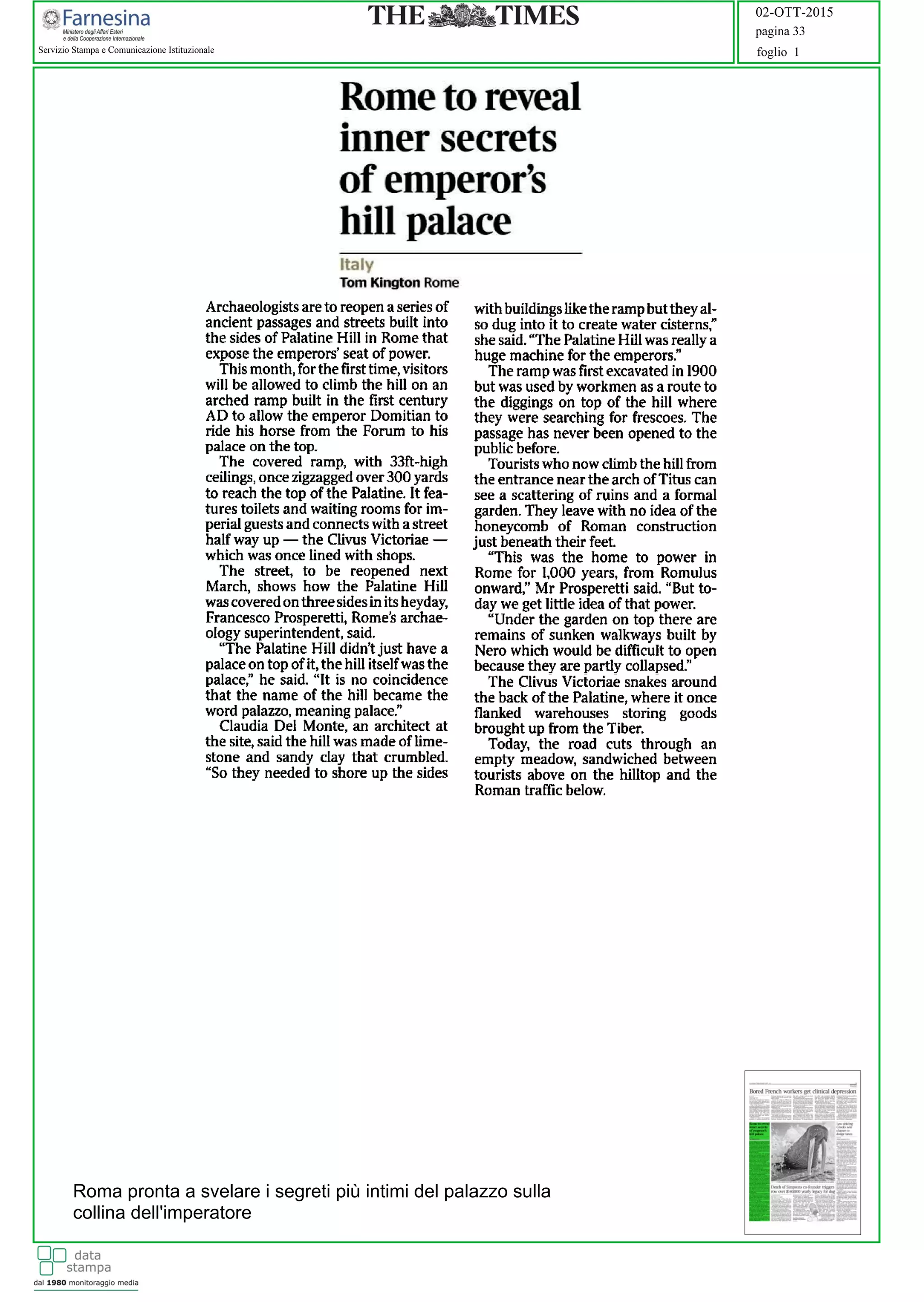 Rome to reveal inner secrets of emperor's hill palace | PDF | Antiquing ...