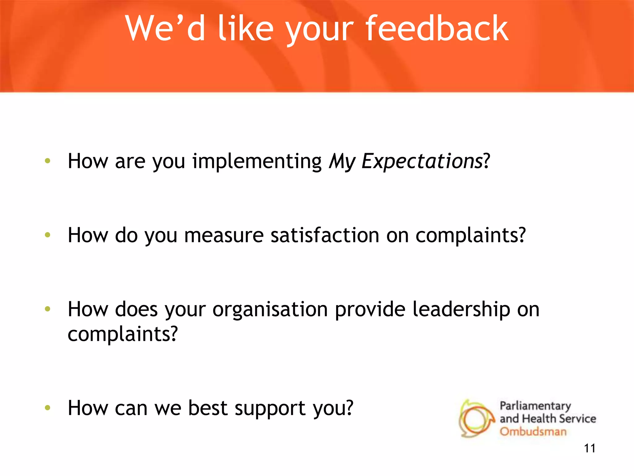 Improving complaint handling and learning from good practice | PPTX