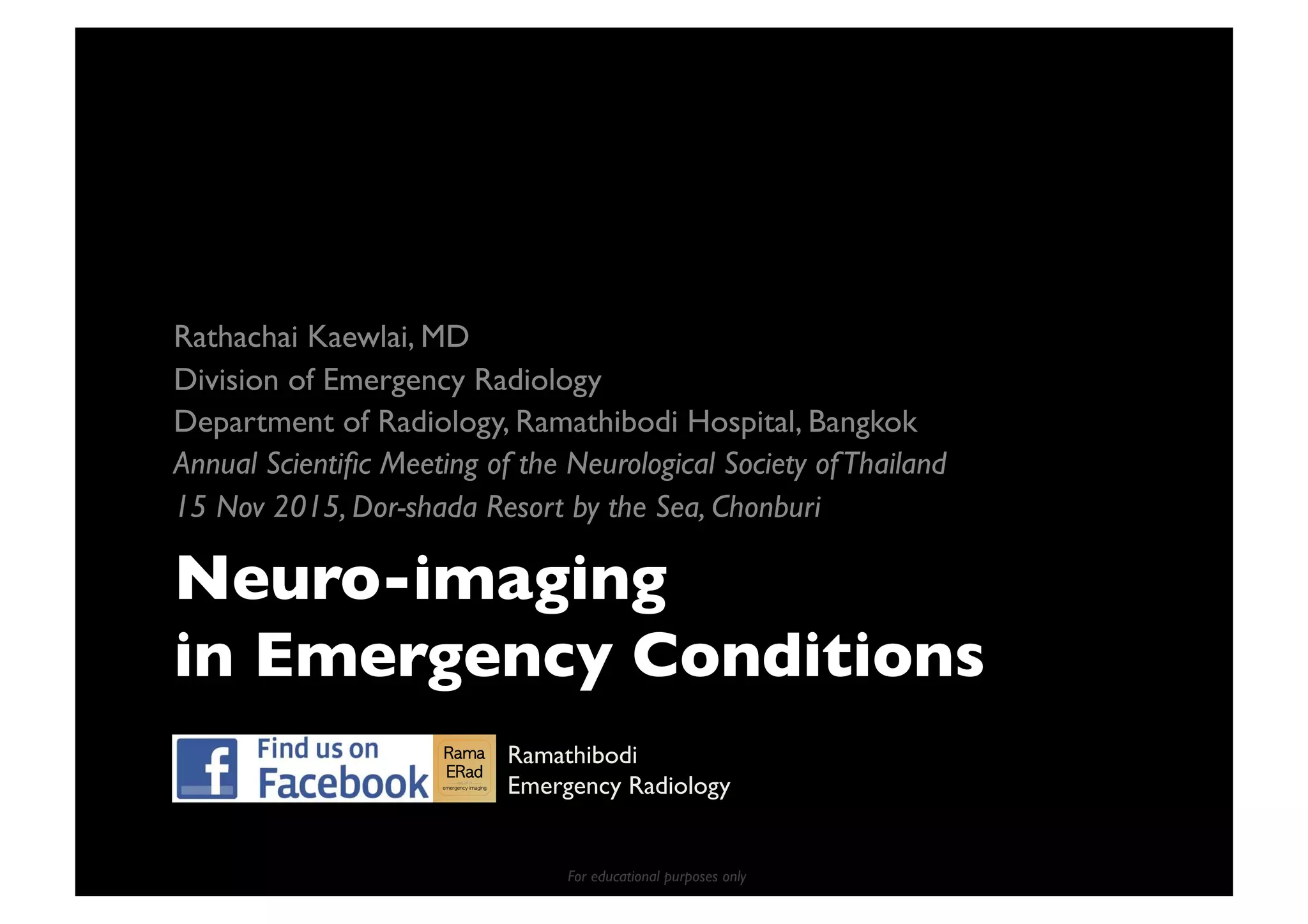 Neuro-imaging in Emergency Conditions | PDF