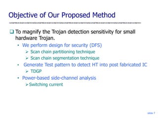 Scan Segmentation Approach to Magnify Detection Sensitivity for Tiny Hardware Trojan | PPT
