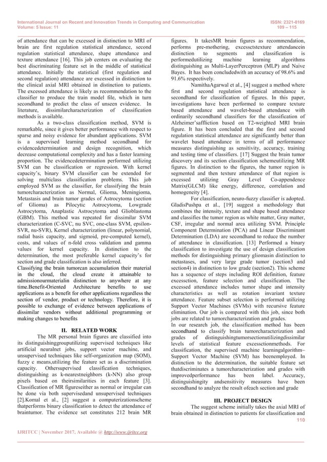 Multi Stage Classification and Segmentation of Brain Tumor Images Based on Statistical Feature ...