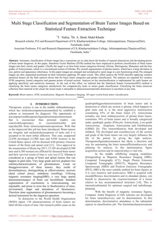Multi Stage Classification and Segmentation of Brain Tumor Images Based ...