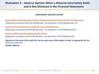 ISA 570 (Revised) Going Concern - الاستمرارية | PPTX