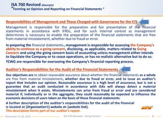 ISA 570 (Revised) Going Concern - الاستمرارية | PPTX
