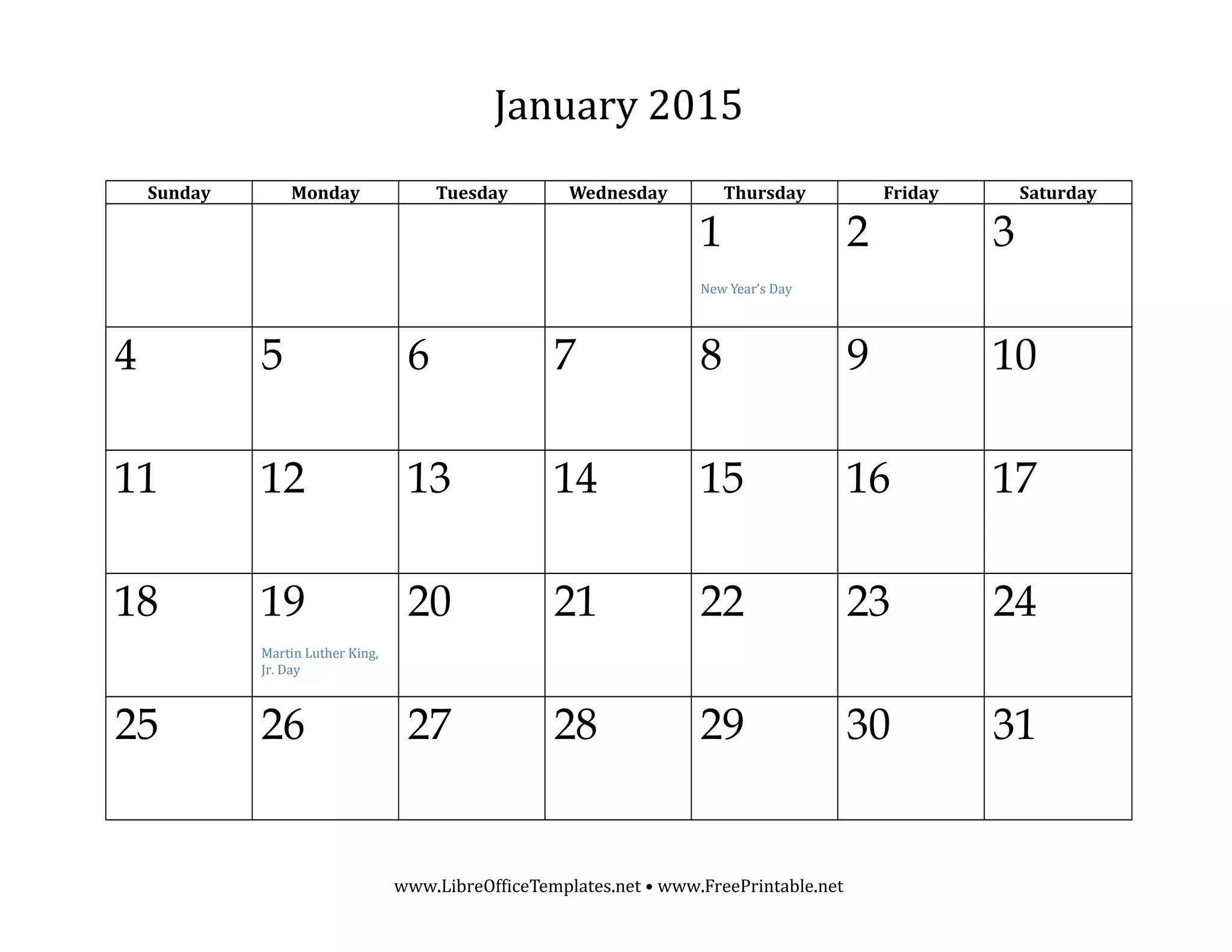 Template de calendario libre office | ODT