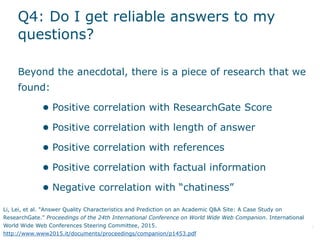 Seven questions about ResearchGate | PPTX