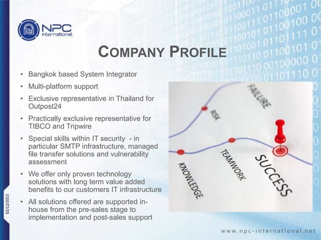 Company Profile - NPC with TIBCO Spotfire solution | PPTX