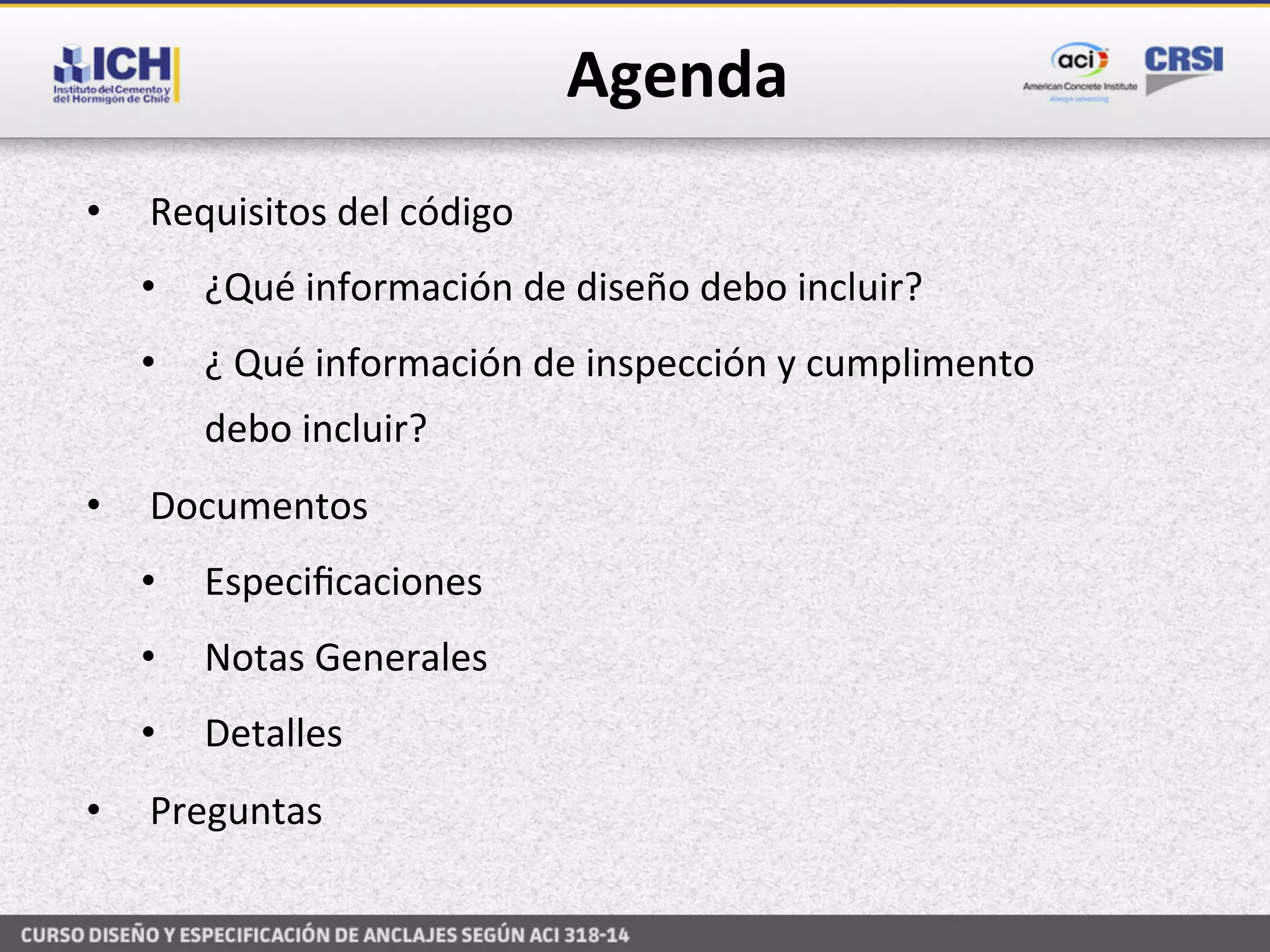 Implementación de requisitos para anclajes en hormigón del código ACI ...