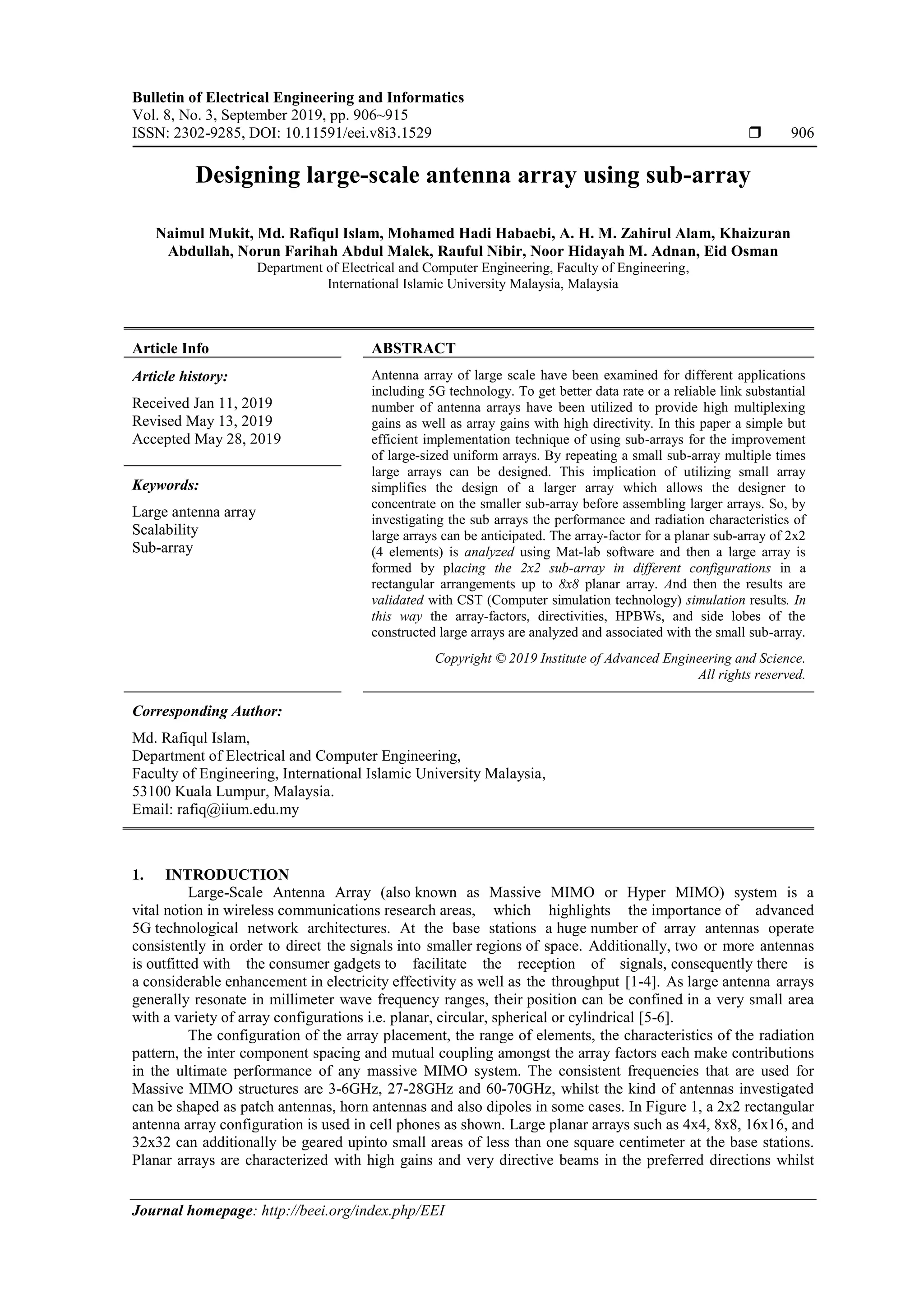 Designing Large Scale Antenna Array Using Sub Array Pdf