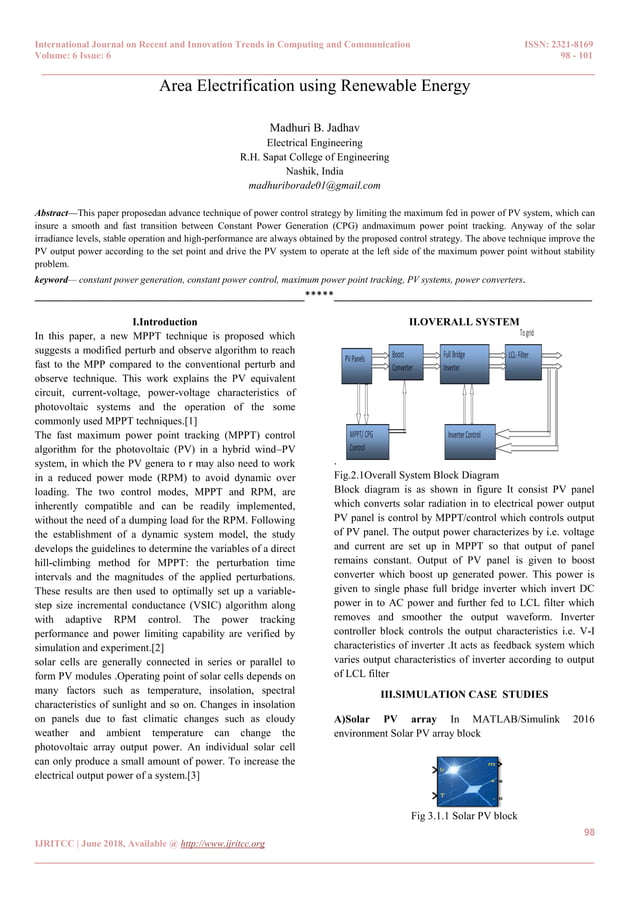 Area Electrification using Renewable Energy | PDF