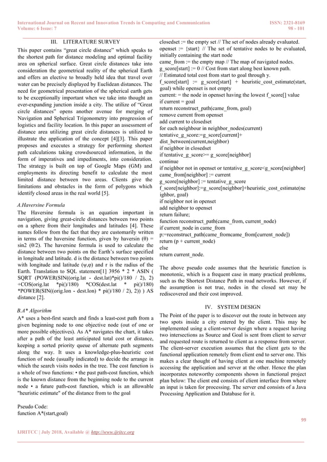A Landmark Based Shortest Path Detection By Using A And Haversine