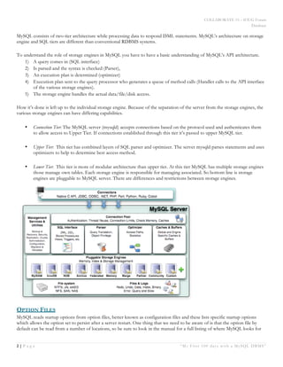 My First 100 days with a MySQL DBMS (WP) | PDF