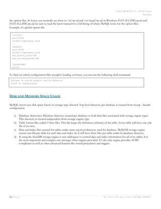 My First 100 days with a MySQL DBMS (WP) | PDF