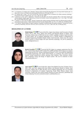 Presentation of a fault tolerance algorithm for design of quantum-dot ...