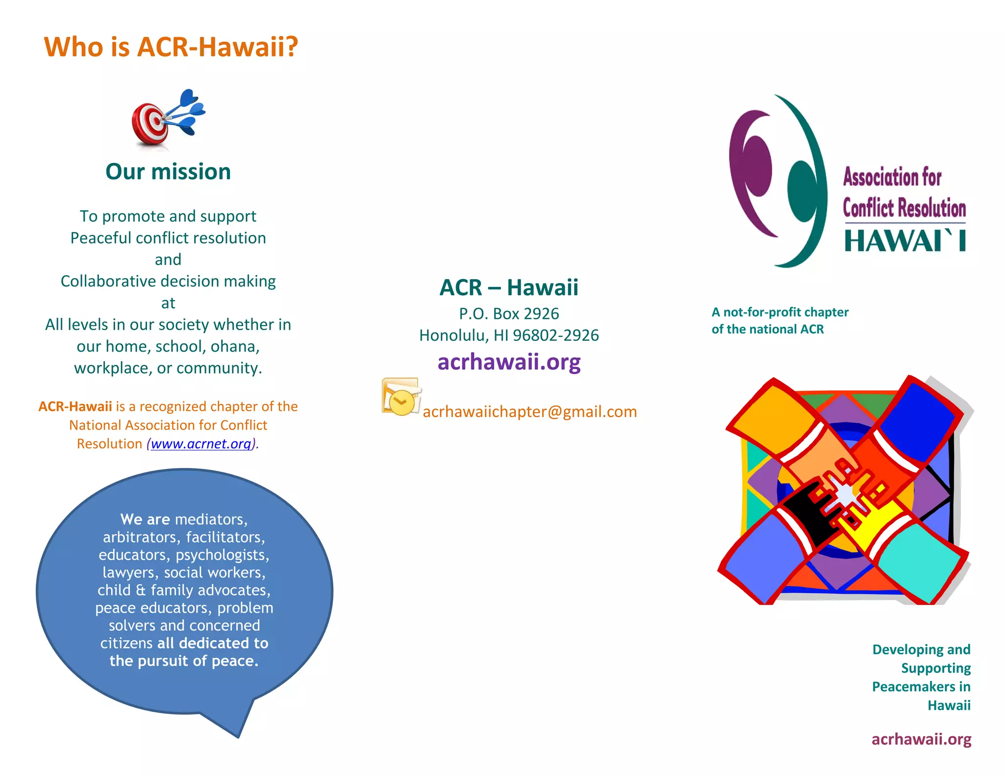 Association for Conflict Resolution Hawaii Chapter Flyer | PPT