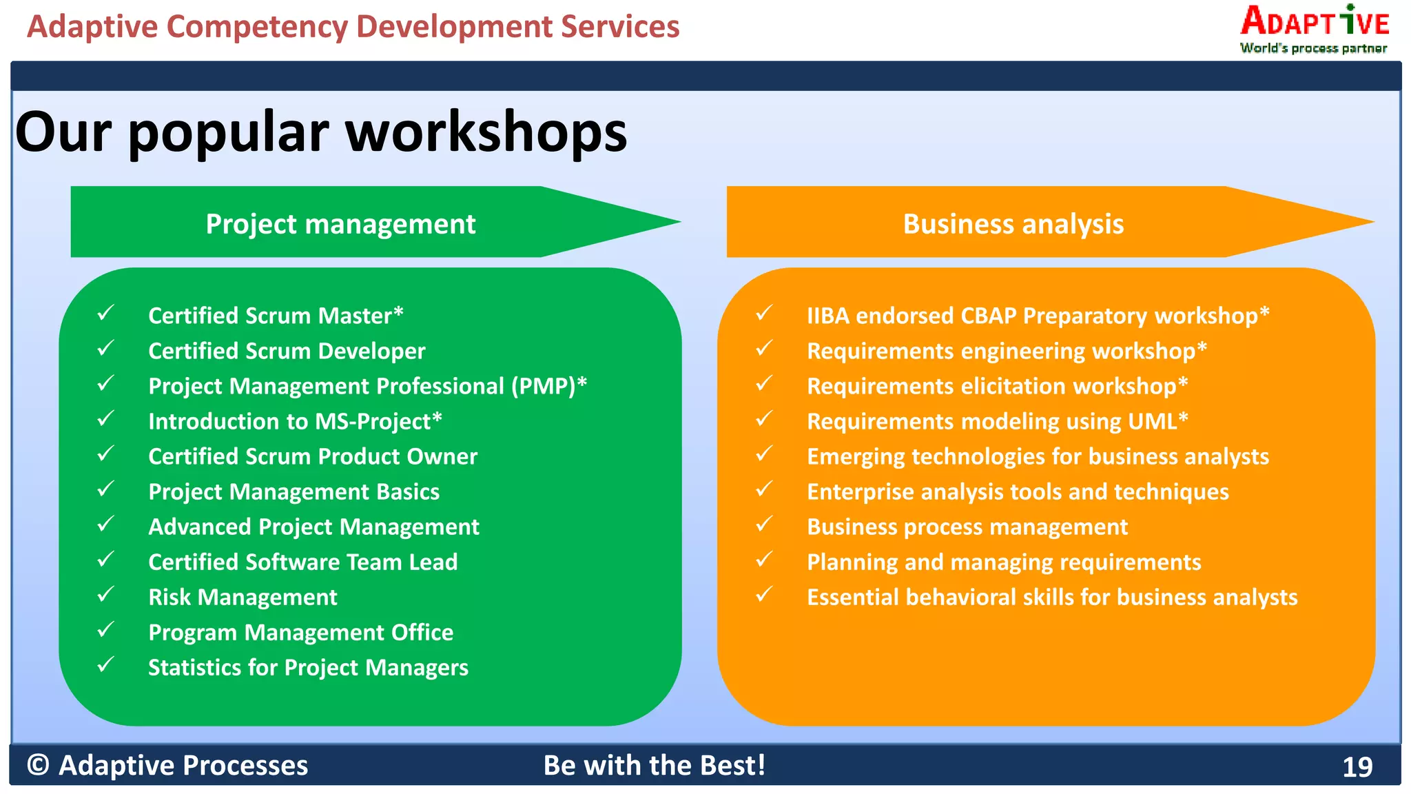 Adaptive Processes's competency development services | PPT