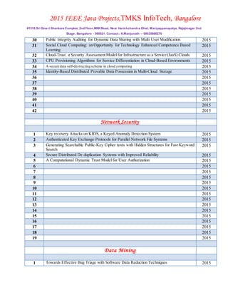 2015 and 2016 ieee Projects List @ TMKS Infotech | PDF